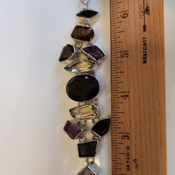 Jewelry | Chalcedony Amethyst Crystal Channel Set Silver Bracelet ...